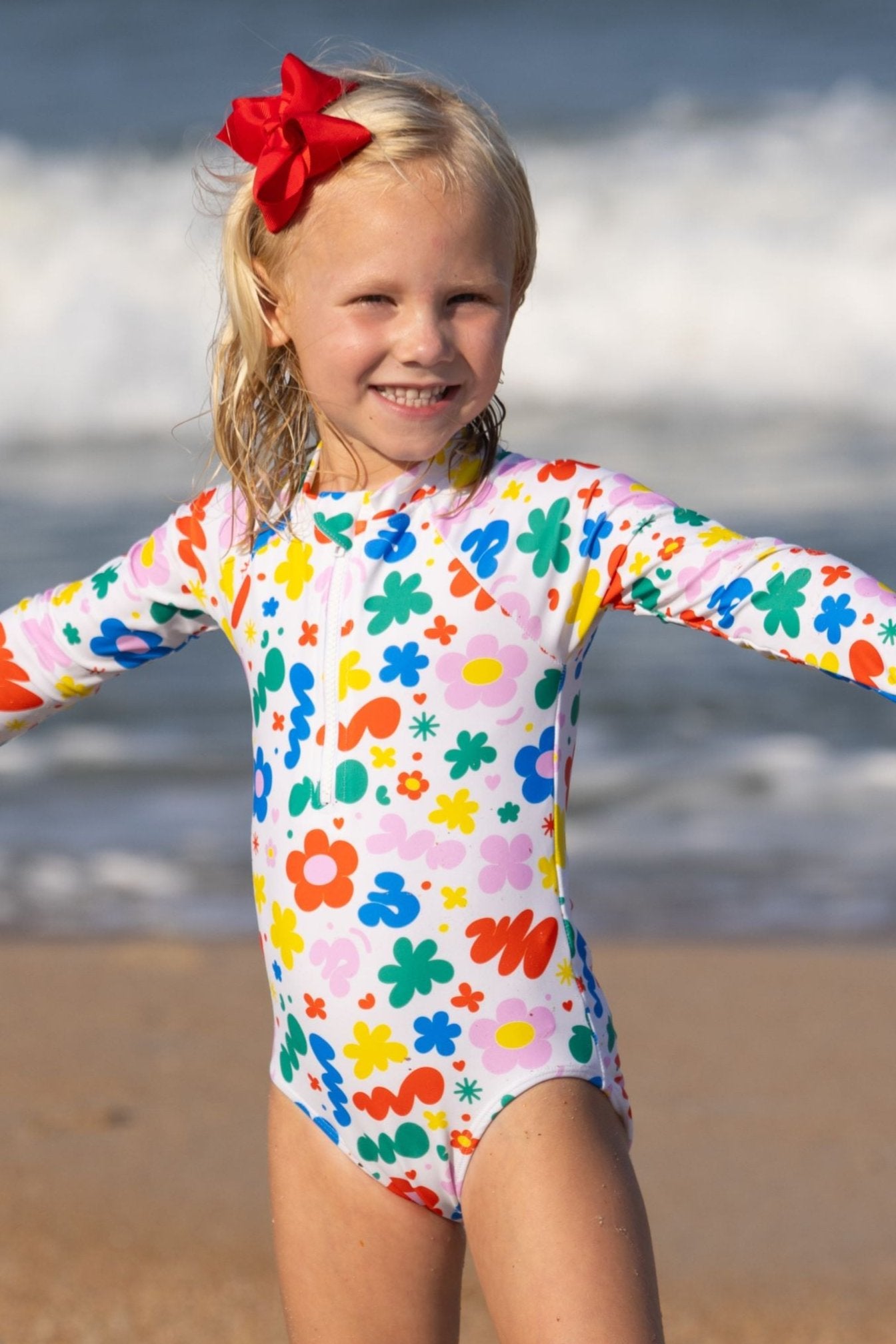 Retro Squiggles Girls Zip Front One Piece – Tidewater Tots